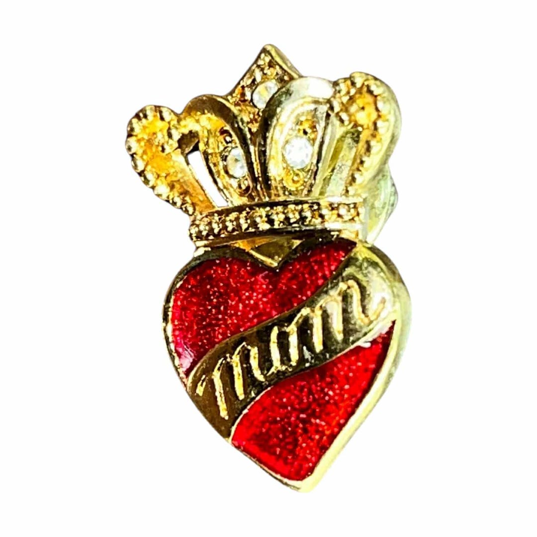 Vintage Avon Crown of Hearts Mom Banner Tack Pin Rhinestones Gold ...