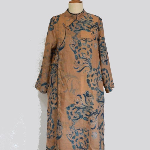 Neza Studio Chinese Modified Qipao Dunhuang Feitian Print | Etsy