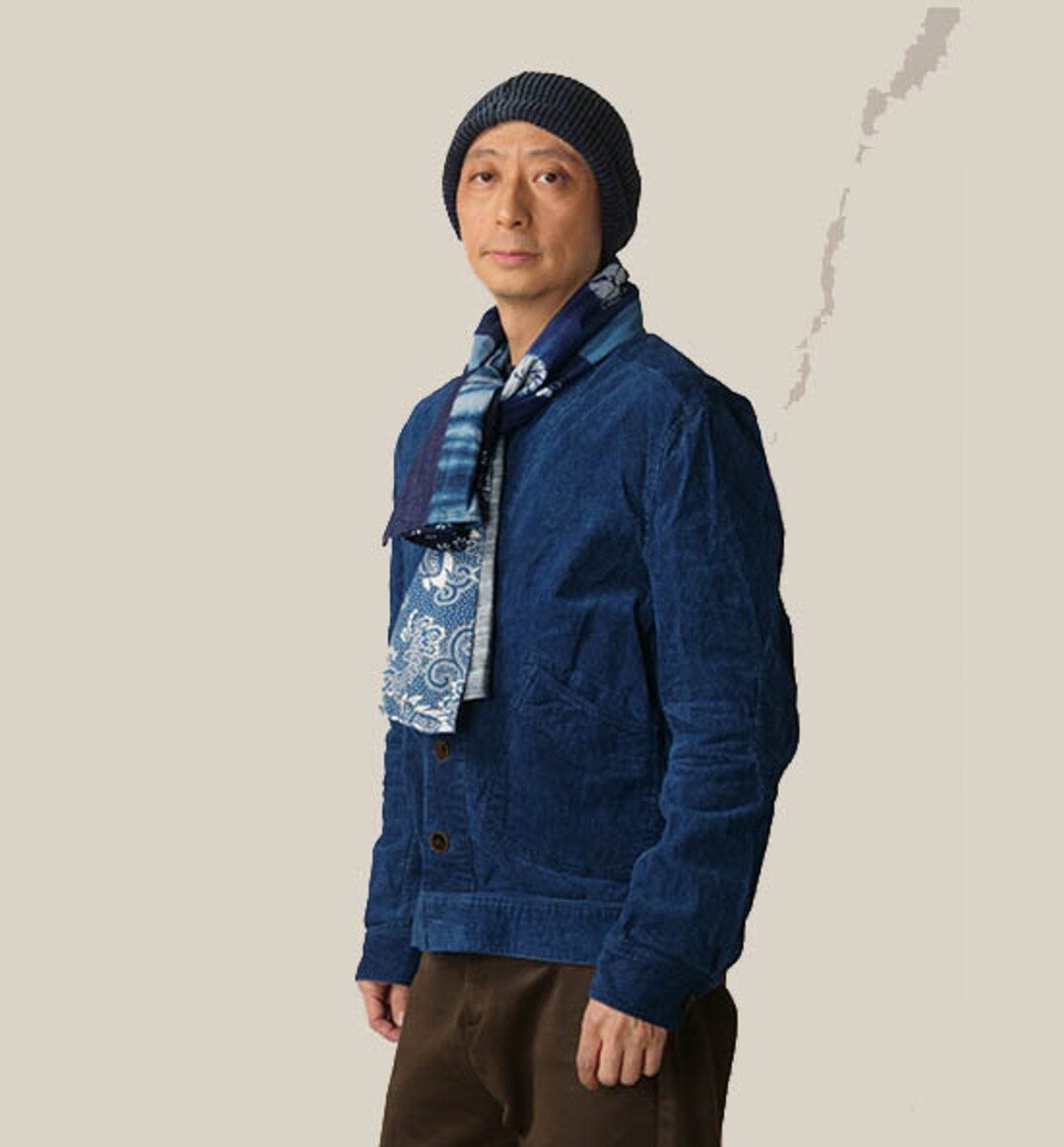 Indigo Blue Corduroy Retro Jacket Plant Dyed Cotton Corduroy Indigo ...