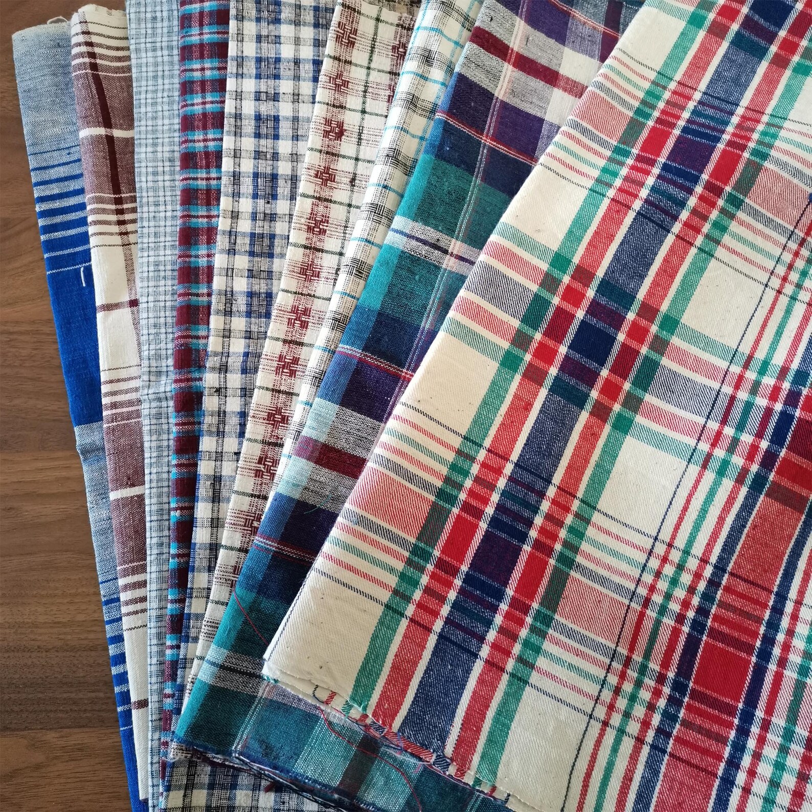 Assorted Hand Woven Vintage Fabric Bundle Plaid Fabric Thick - Etsy