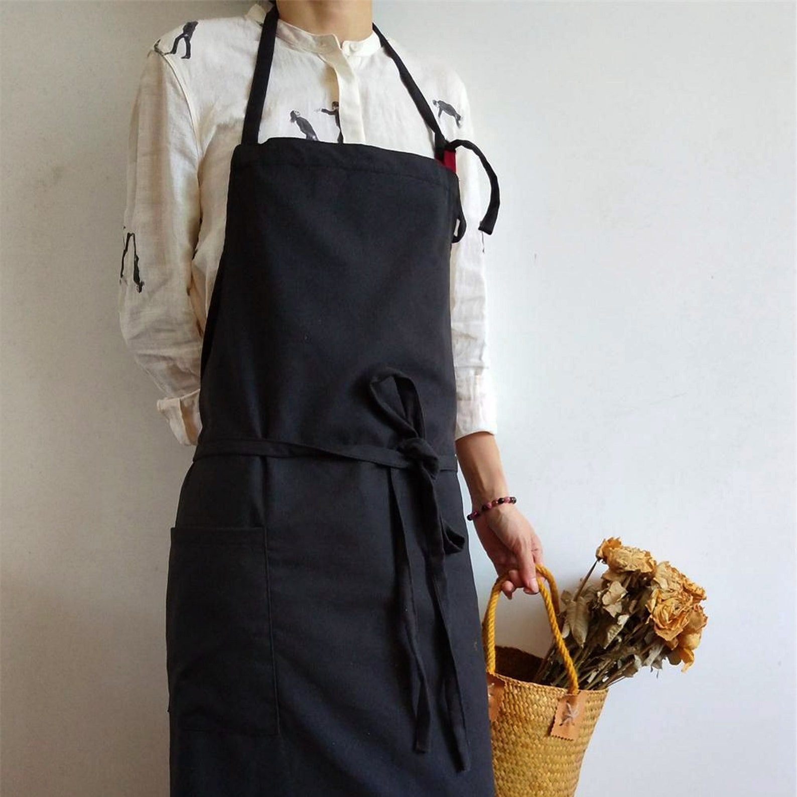 Neza Studio Gardening Apron Linen Apron Neck Adjustable Apron - Etsy