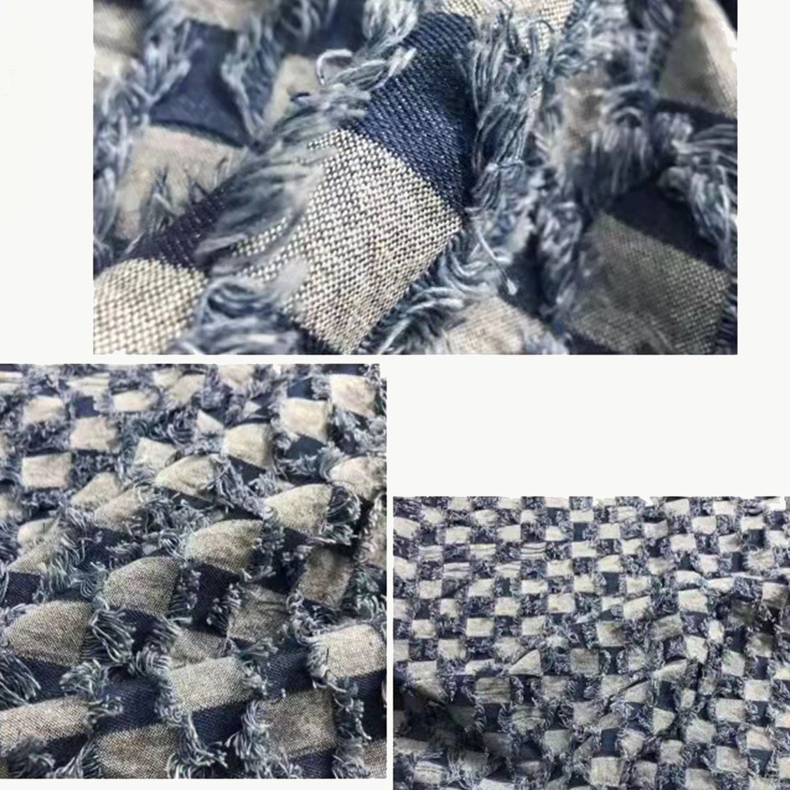 3D Denim Jacket Checks Denim Jacket Check Denim Fabric Unisex - Etsy