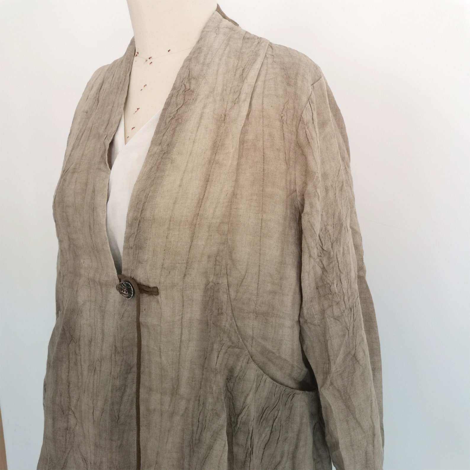 Mud Dye Linen Jacket Summer Autumn Linen Jacket Chinese Style - Etsy