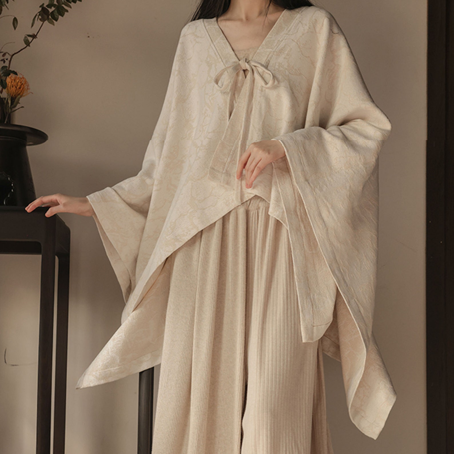 Hanfu Cape Loose Fit Short Cloak Hanfu Top Cotton Jacquard - Etsy