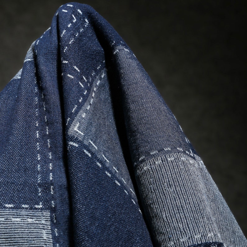 Denim Patchwork Prints Stitiching Pattern Look Medium - Etsy