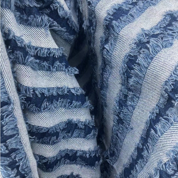 Creative Denim Fabric Ripped Denim Fabric 3D Raw Edge Fabric - Etsy