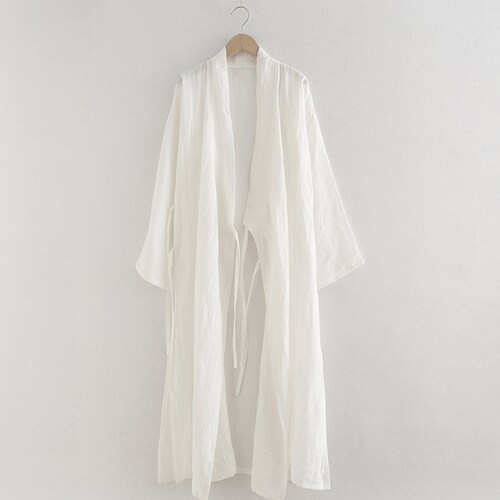 Linen Hanfu Robe Cotton Kimono Sleeves Long Robe Long Sleeve - Etsy