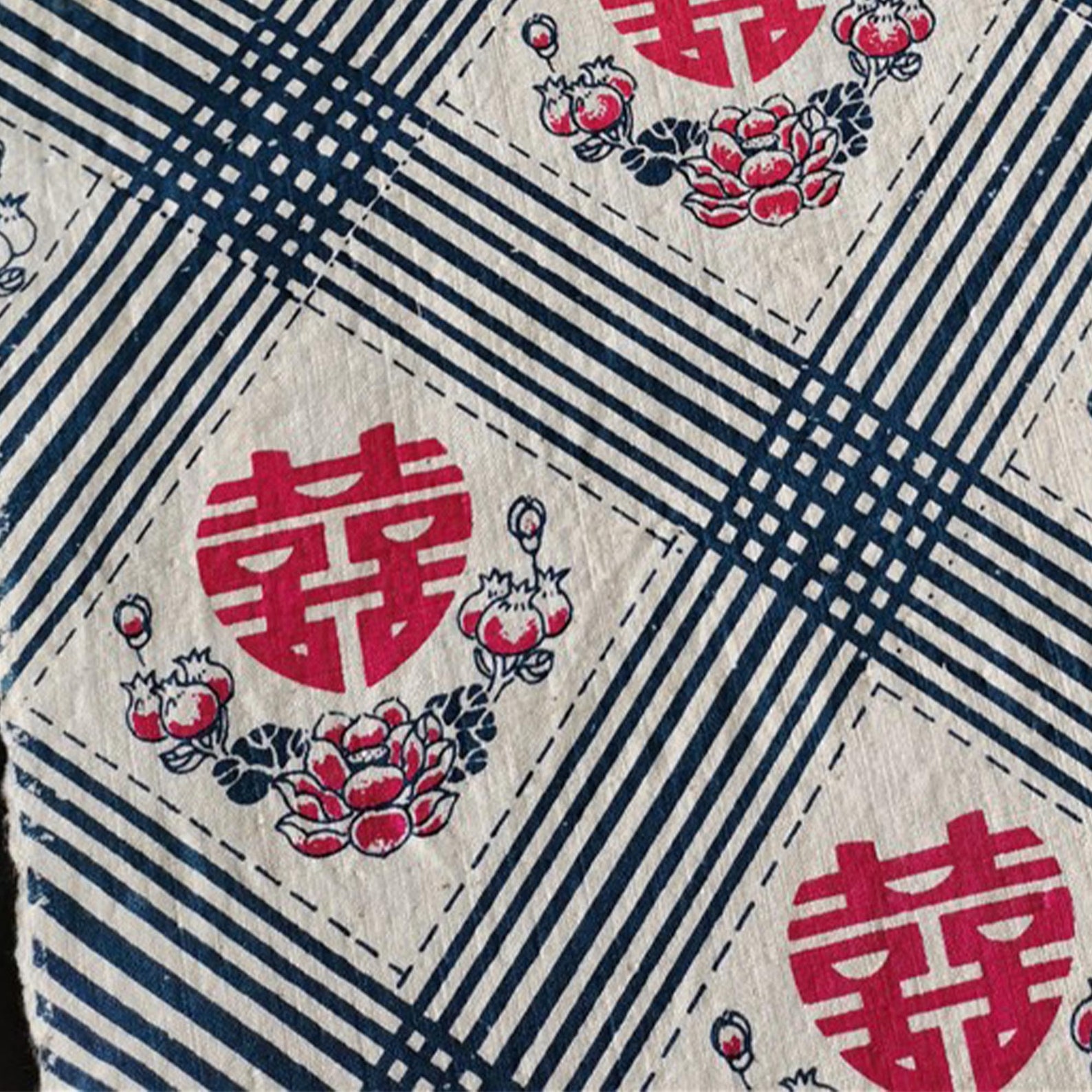 Vintage Chinese Block Print Hand Woven Fabric Block Print Xi - Etsy
