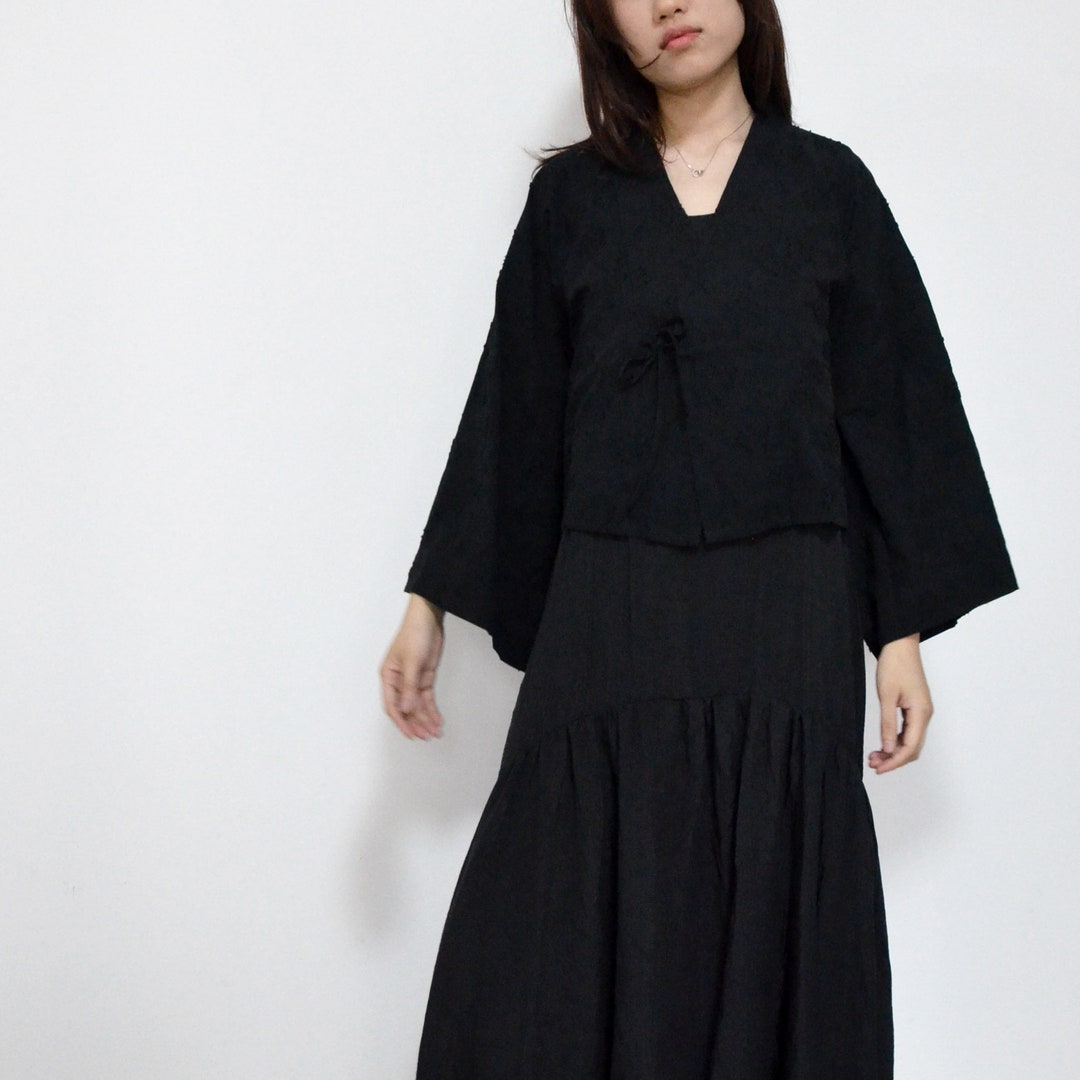 Crop Top Chinese Hanfu With Tie Knots Top Wide Sleeves Short Jacket ...