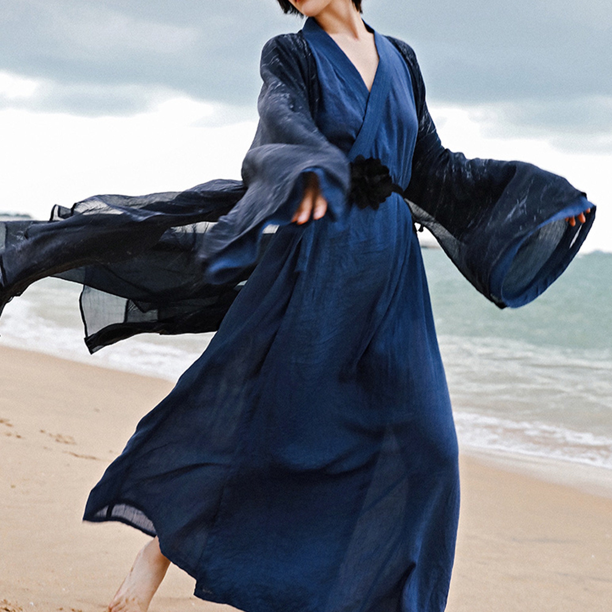 Hanfu Haori Blue Kimono 3PCS Set Japanese Style Robe Chinese - Etsy ...