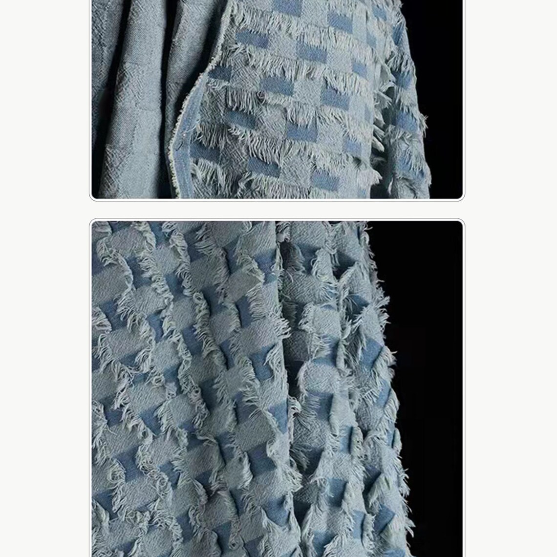 3D Denim Jacket Checks Denim Jacket Check Denim Fabric Unisex - Etsy
