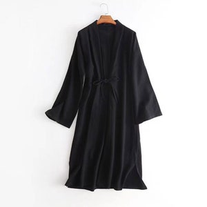 Linen Hanfu Robe Cotton Kimono Sleeves Long Robe Long Sleeve - Etsy