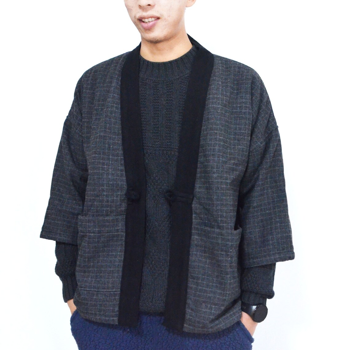 Men's Japanese Kimono Overcoat Noragi Cardigan Wool - Etsy