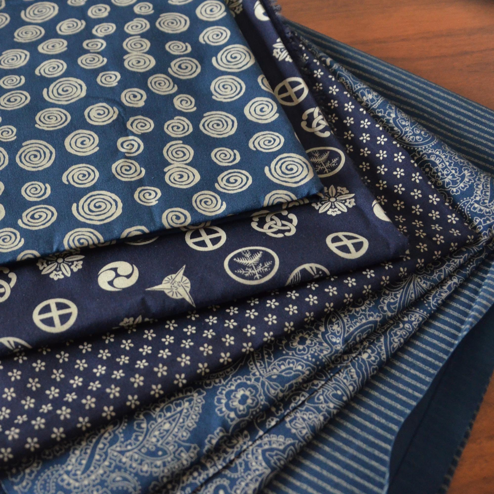 Japanese Fabric Bundle Navy Prints Fabric Quilting Quality | Etsy