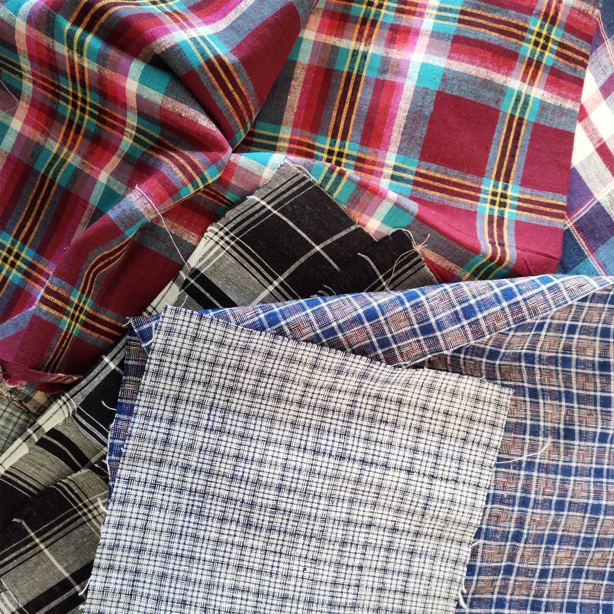 Assorted Hand Woven Vintage Fabric Bundle Plaid Fabric Thick - Etsy