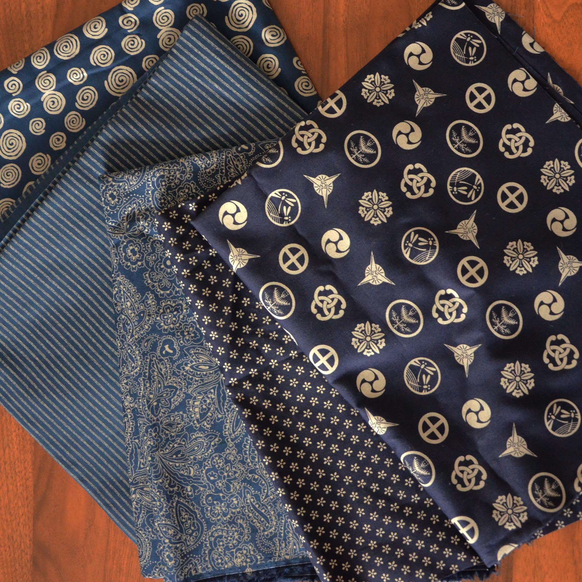 Japanese Fabric Bundle Navy Prints Fabric Quilting Quality | Etsy