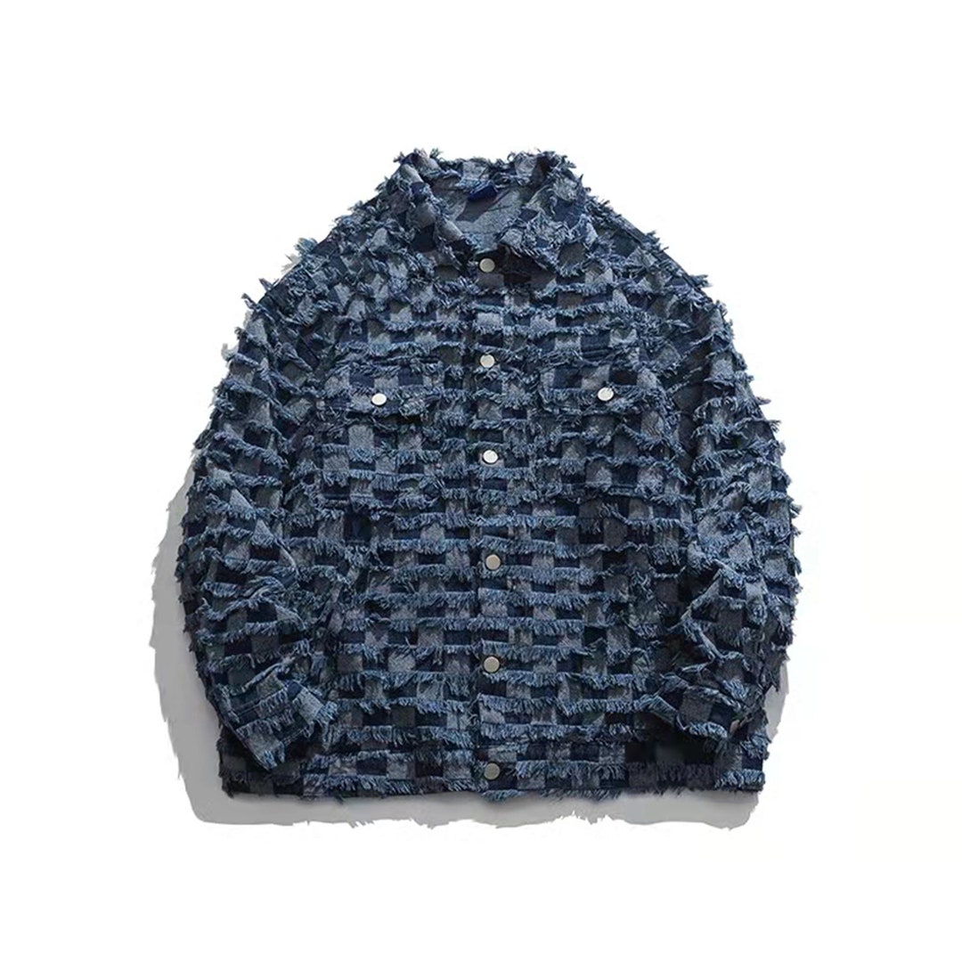 3D Denim Jacket Checks Denim Jacket Check Denim Fabric Unisex - Etsy