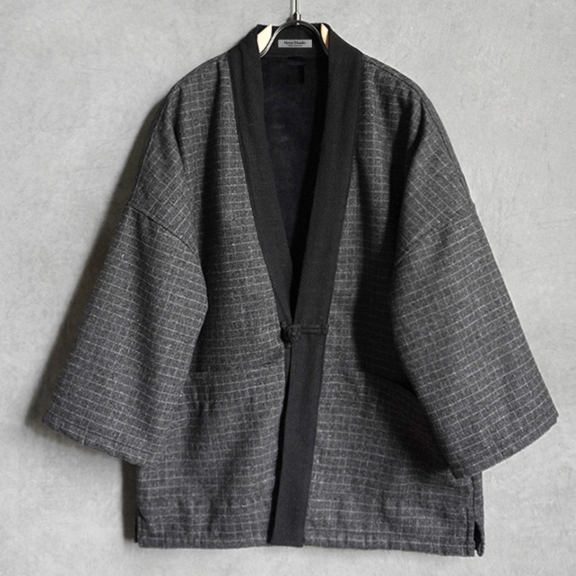 Men's Japanese Kimono Overcoat Noragi Cardigan Wool - Etsy