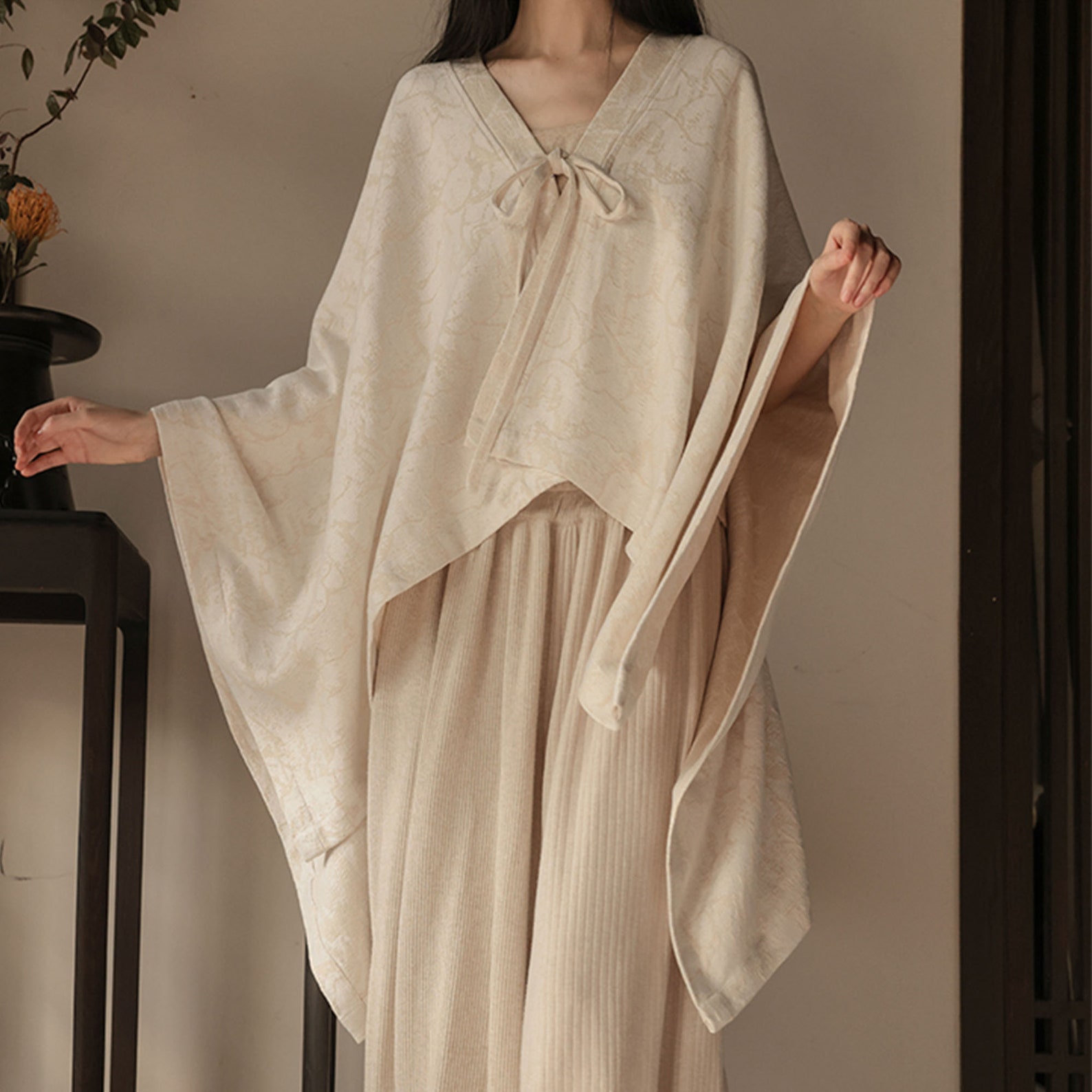 Hanfu Cape Loose Fit Short Cloak Hanfu Top Cotton Jacquard - Etsy