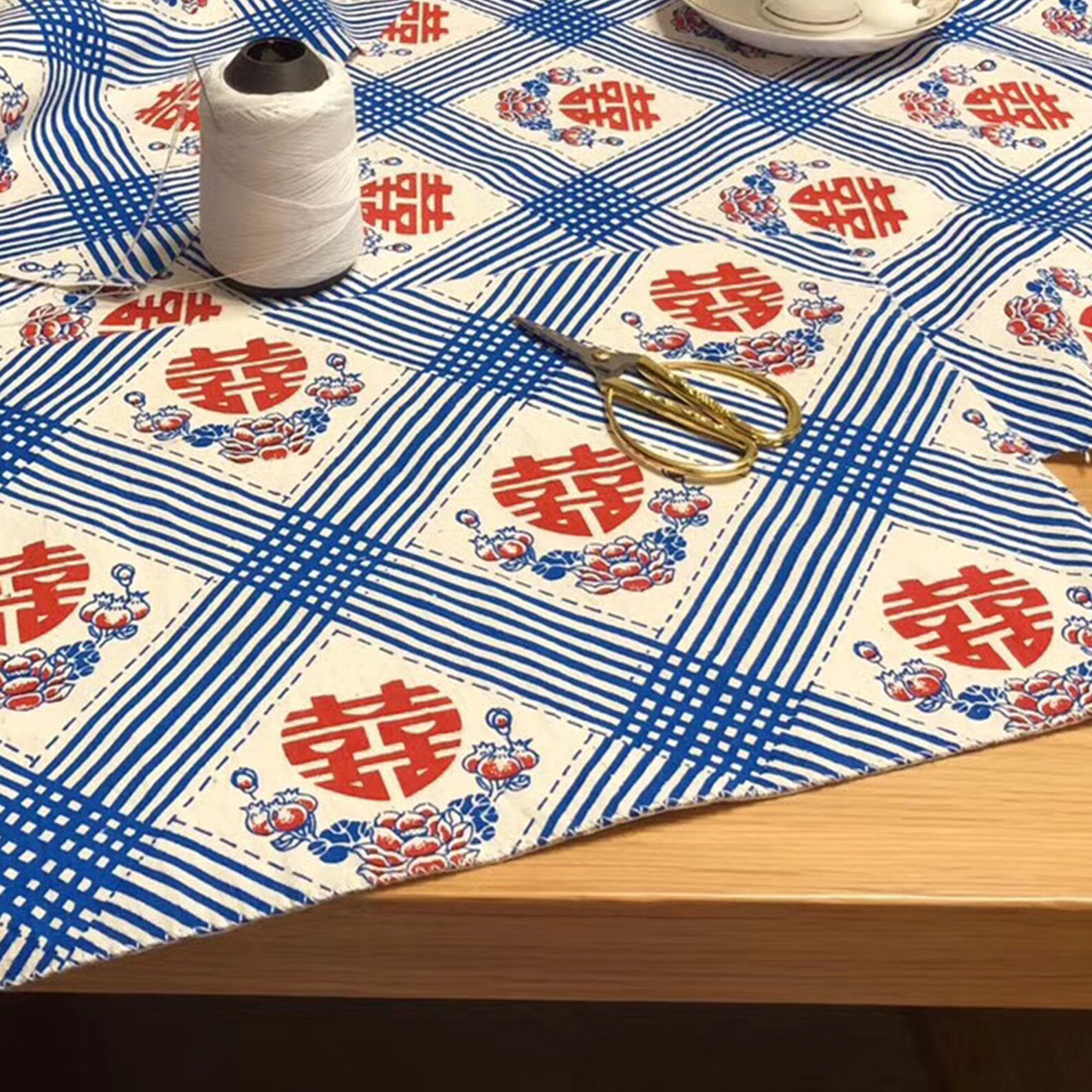 Vintage Chinese Block Print Hand Woven Fabric Block Print Xi - Etsy