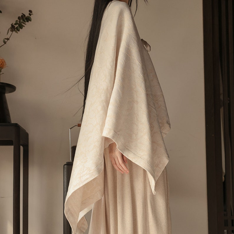 Hanfu Cape Loose Fit Short Cloak Hanfu Top Cotton Jacquard - Etsy