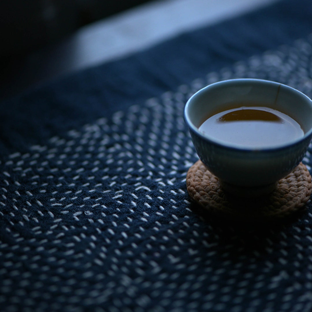 Sashiko Embroidery Tea Mat Hand Stitching Table Mat Indigo - Etsy