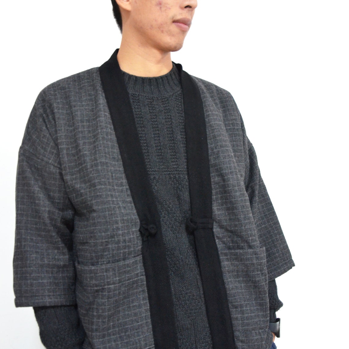 Men's Japanese Kimono Overcoat Noragi Cardigan Wool - Etsy