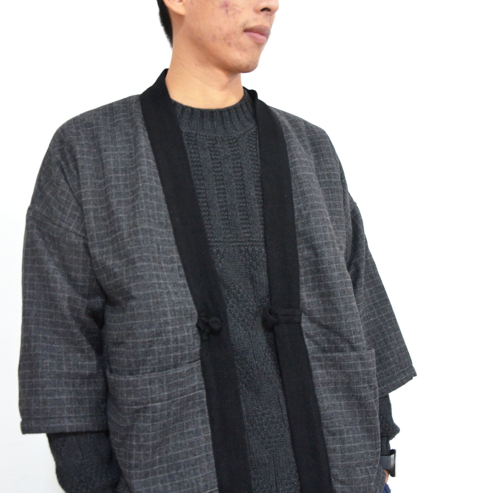 Men's Japanese Kimono Overcoat Noragi Cardigan Wool - Etsy