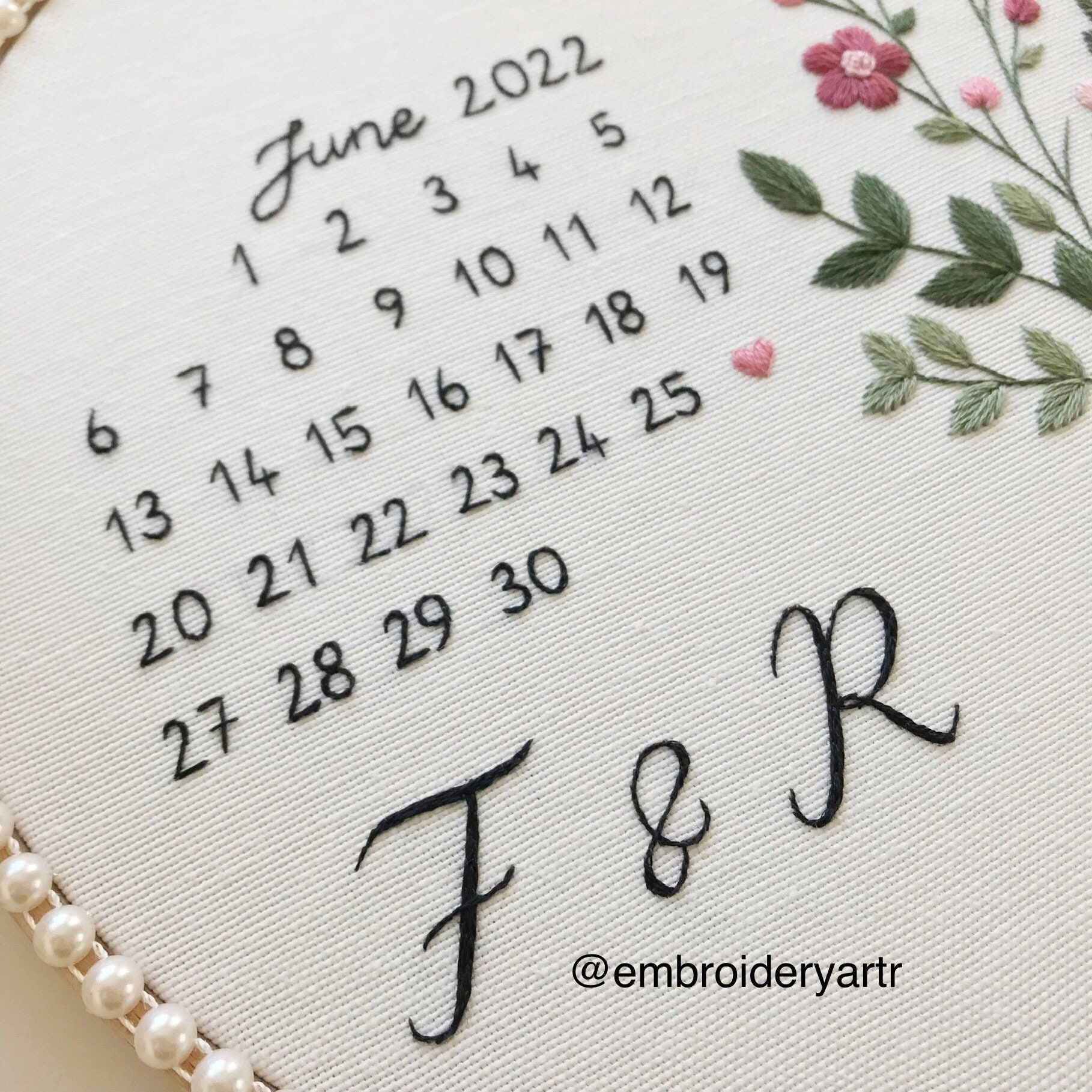 Embroidered Hoophoopartengagement Hoopcalendar Hoopwedding - Etsy