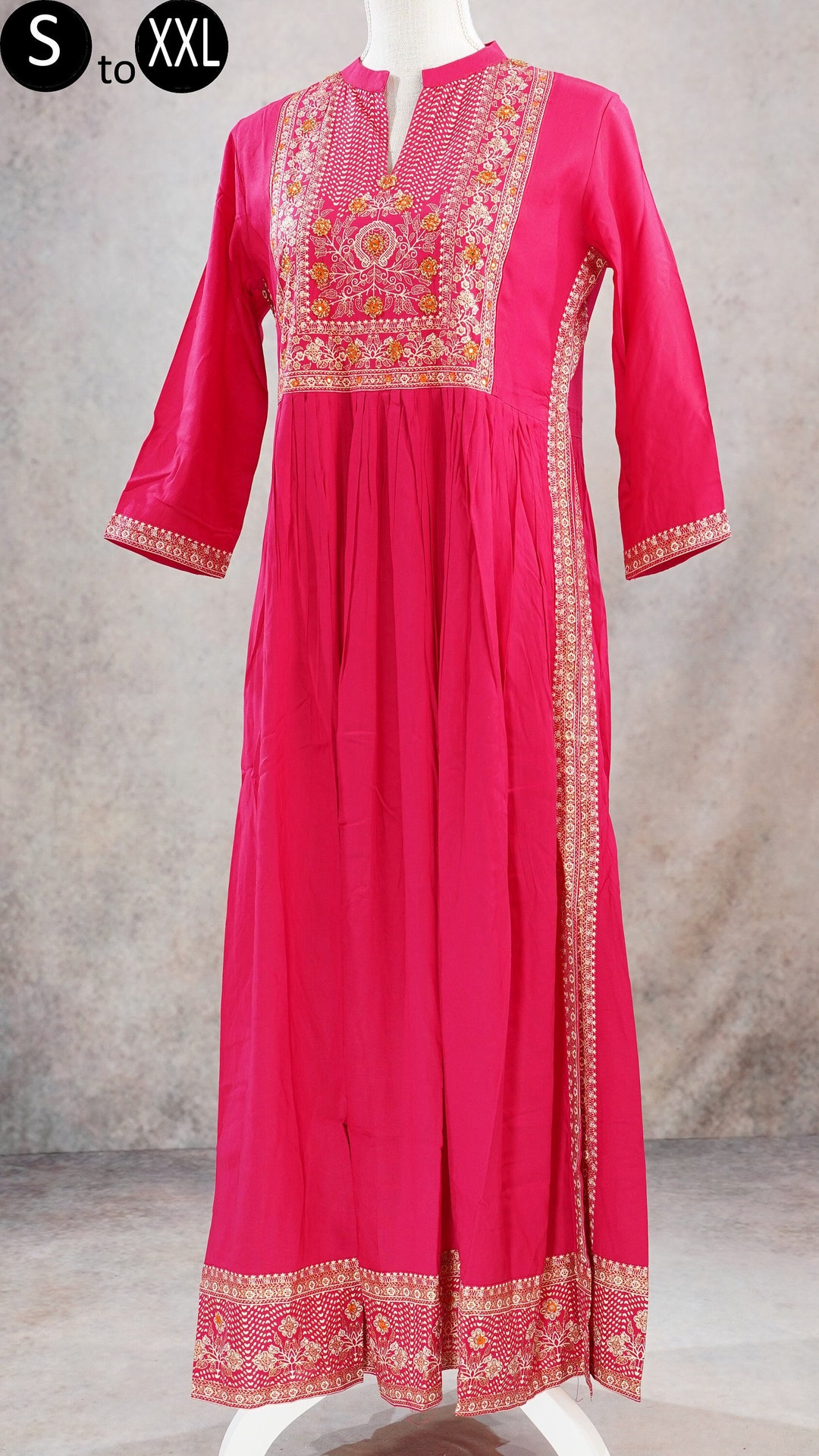 Rani Pink Rayon Kurti | Indian Ethnic Formal Wear | Women Party Wear ...