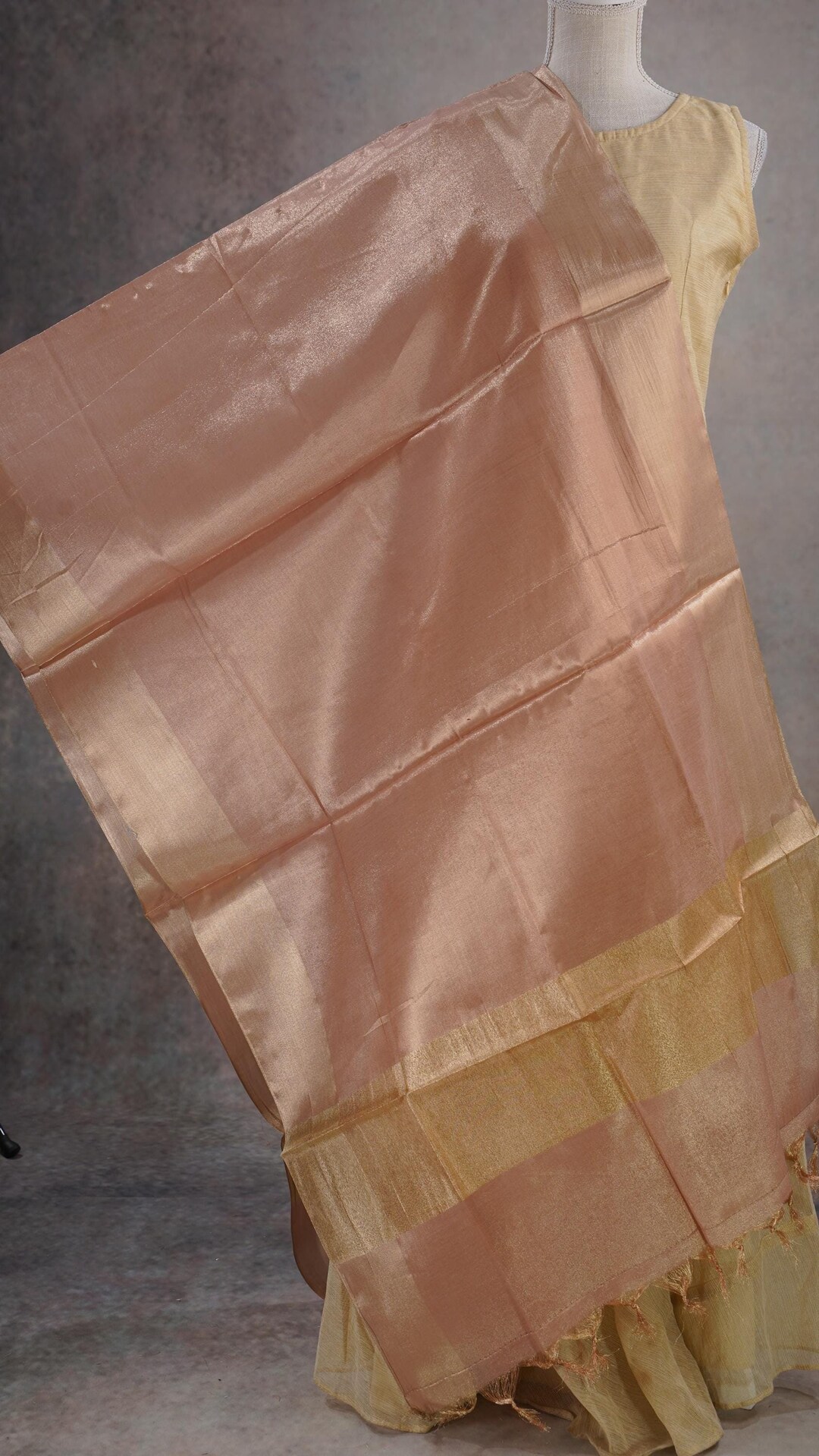 Silk Tissue Gold Dupatta in Colors Festive Zari Scarf Shawl, Indian ...