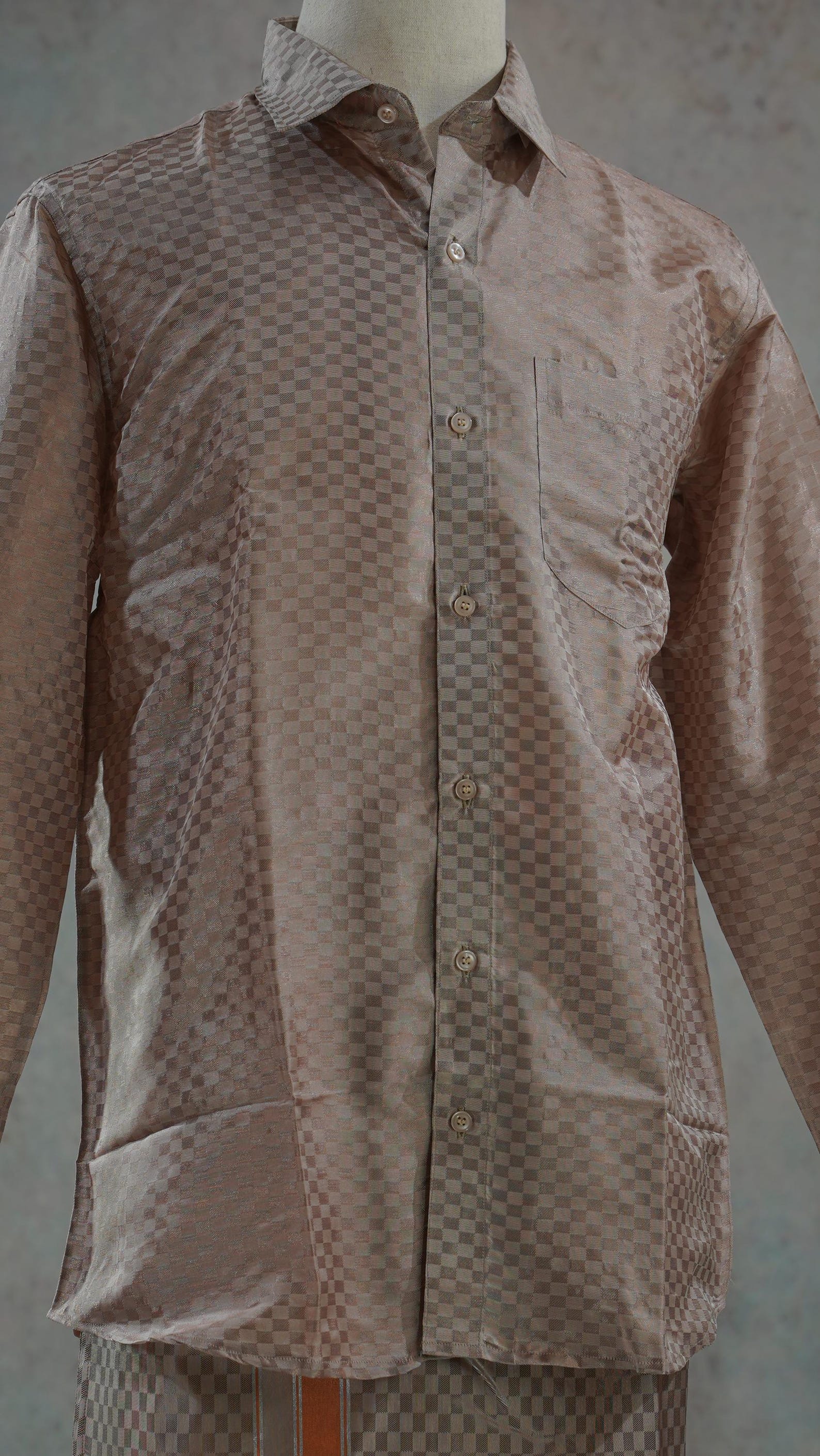 Men South Indian Embossed Semi Silk Shirt Adjustable Waist Vaeshti ...