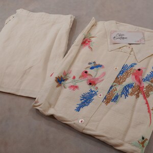Cotton Jacquard Weaving A-line Collared Short Coords Kurta Palazzo ...