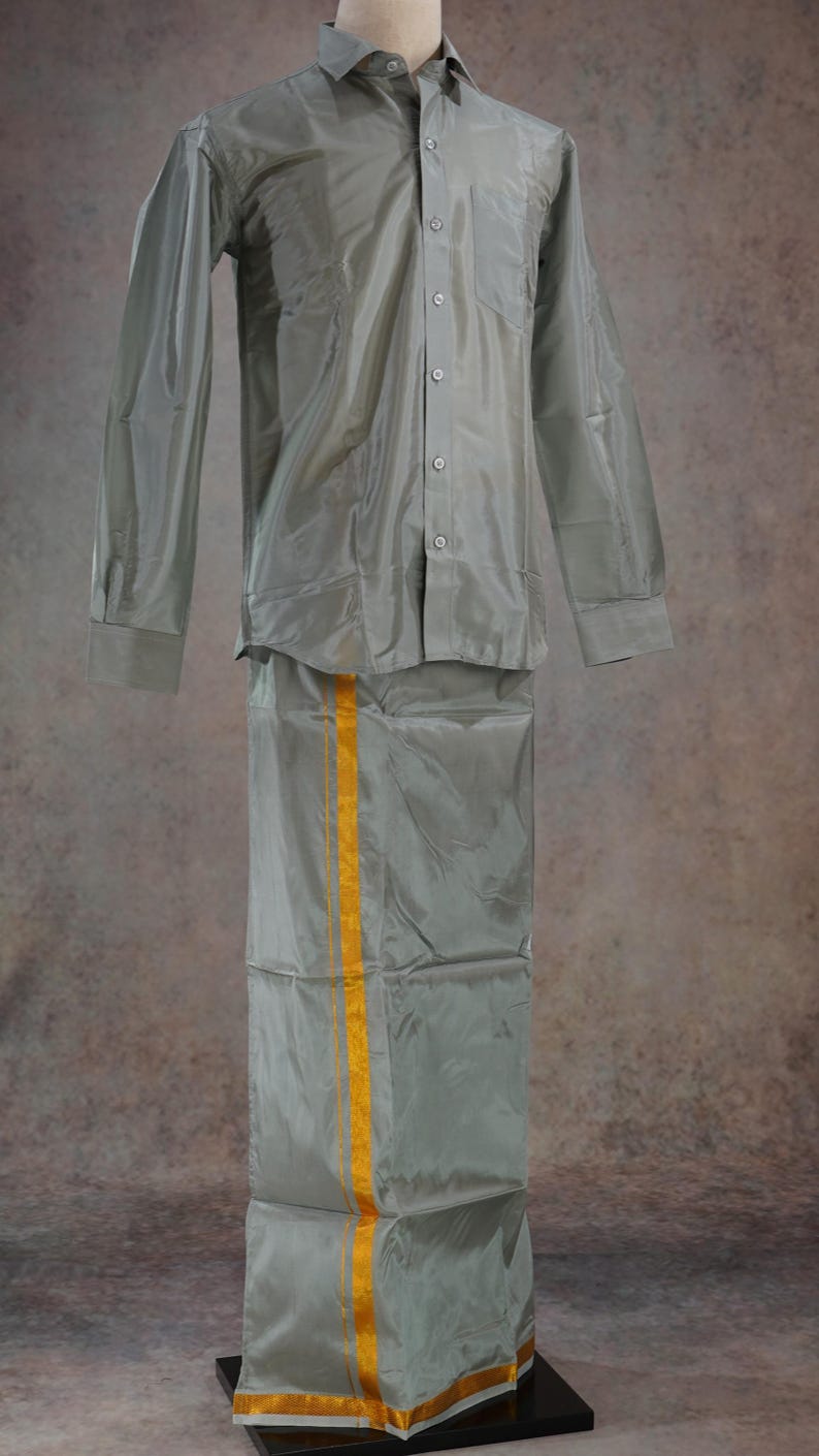 Men South Indian Semi Silk Shirt Adjustable Waist Vaeshti Ethnic ...
