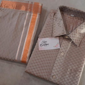 Men South Indian Embossed Semi Silk Shirt Adjustable Waist Vaeshti ...