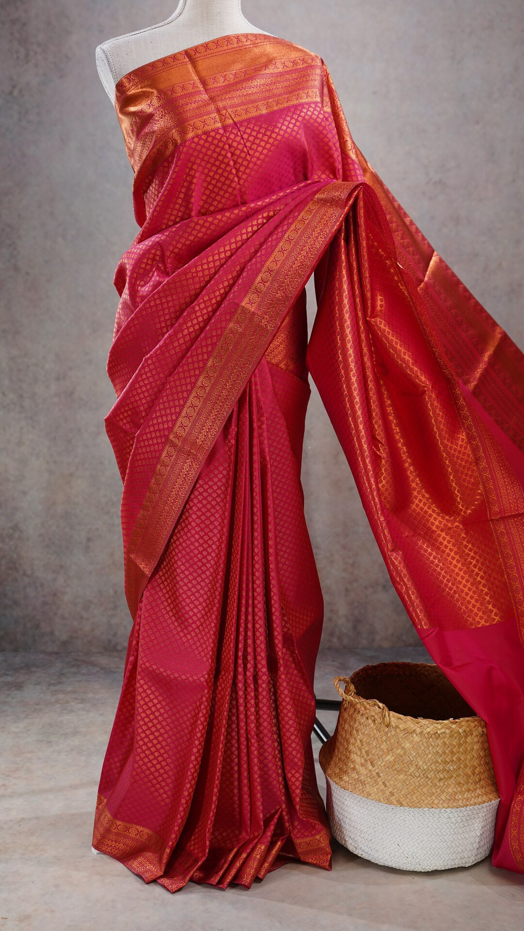 Semi Silk Blend Copper Zari Weaving Saree, Indian Gift Sari, Wedding ...