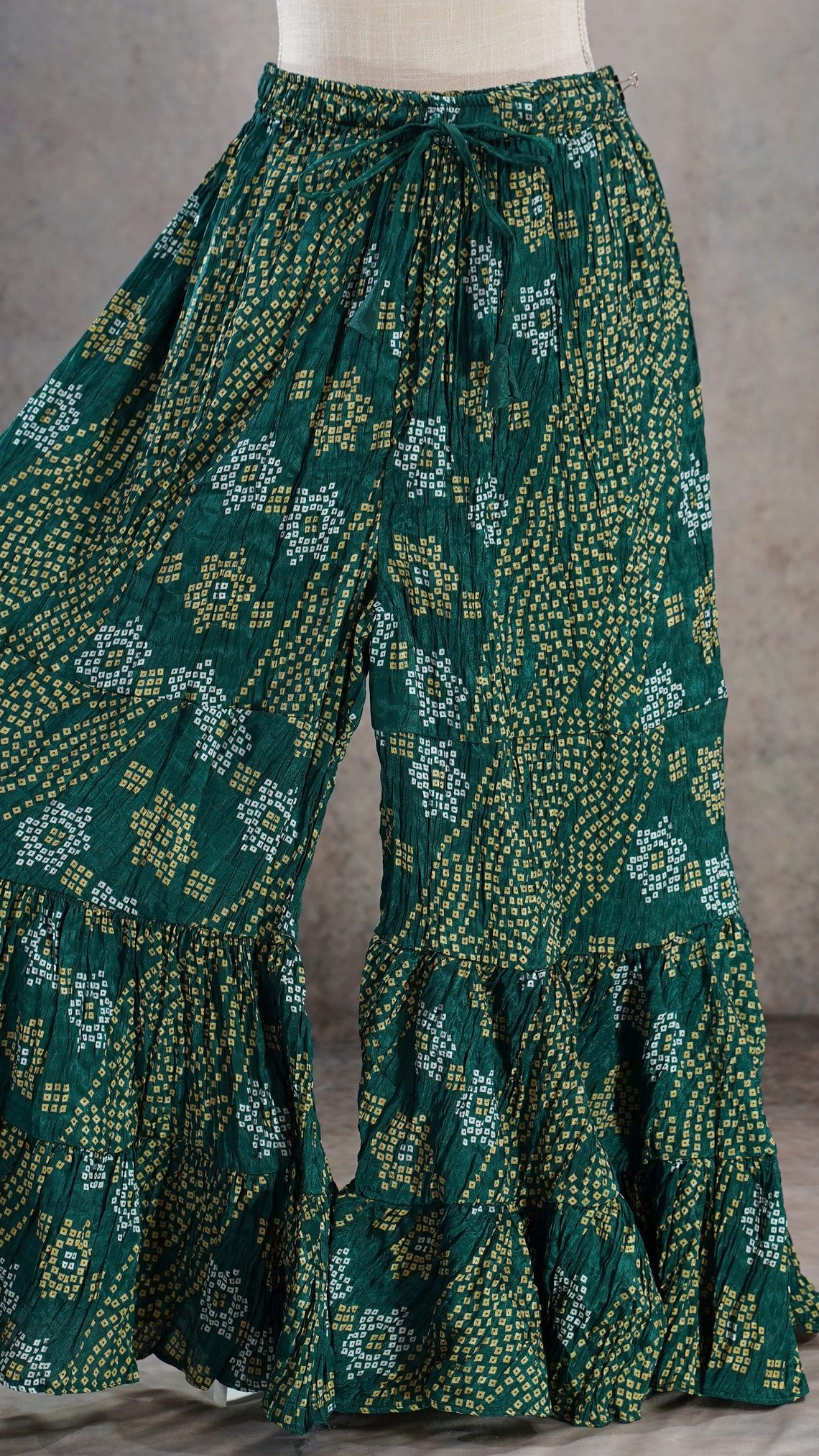 Indian Bandhini Printed Palazzo Pants Indian Women Bollywood - Etsy