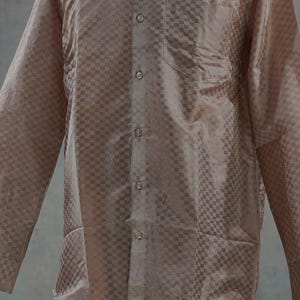 Men South Indian Embossed Semi Silk Shirt Adjustable Waist Vaeshti ...