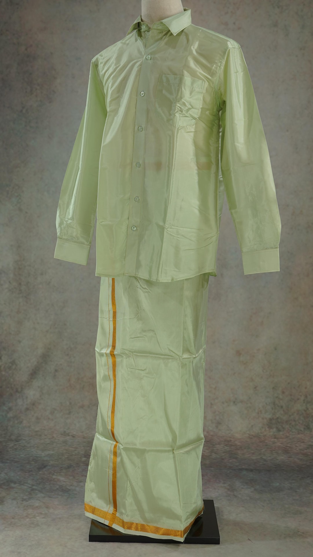 Men South Indian Semi Silk Shirt Velcro Vaeshti Set Ethnic Formals Men ...