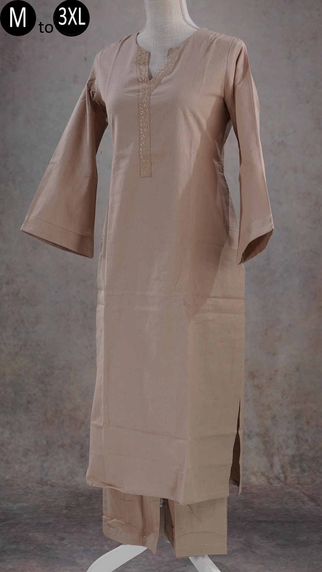 Coords Cotton Flex Beige Tan Natural Desi Kurta Palazzo Set | Indian ...