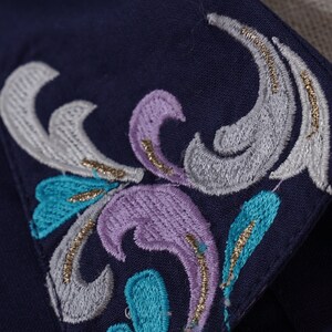 Dark Blue Premium Rayon Collared Coords Embroidered Kurta Palazzo Set ...