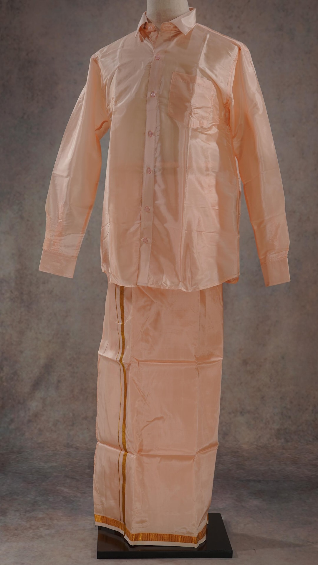 Men South Indian Semi Silk Shirt Velcro Vaeshti Set Ethnic Formals Men ...