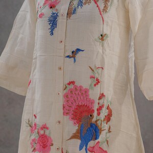 Cotton Jacquard Weaving A-line Collared Short Coords Kurta Palazzo ...