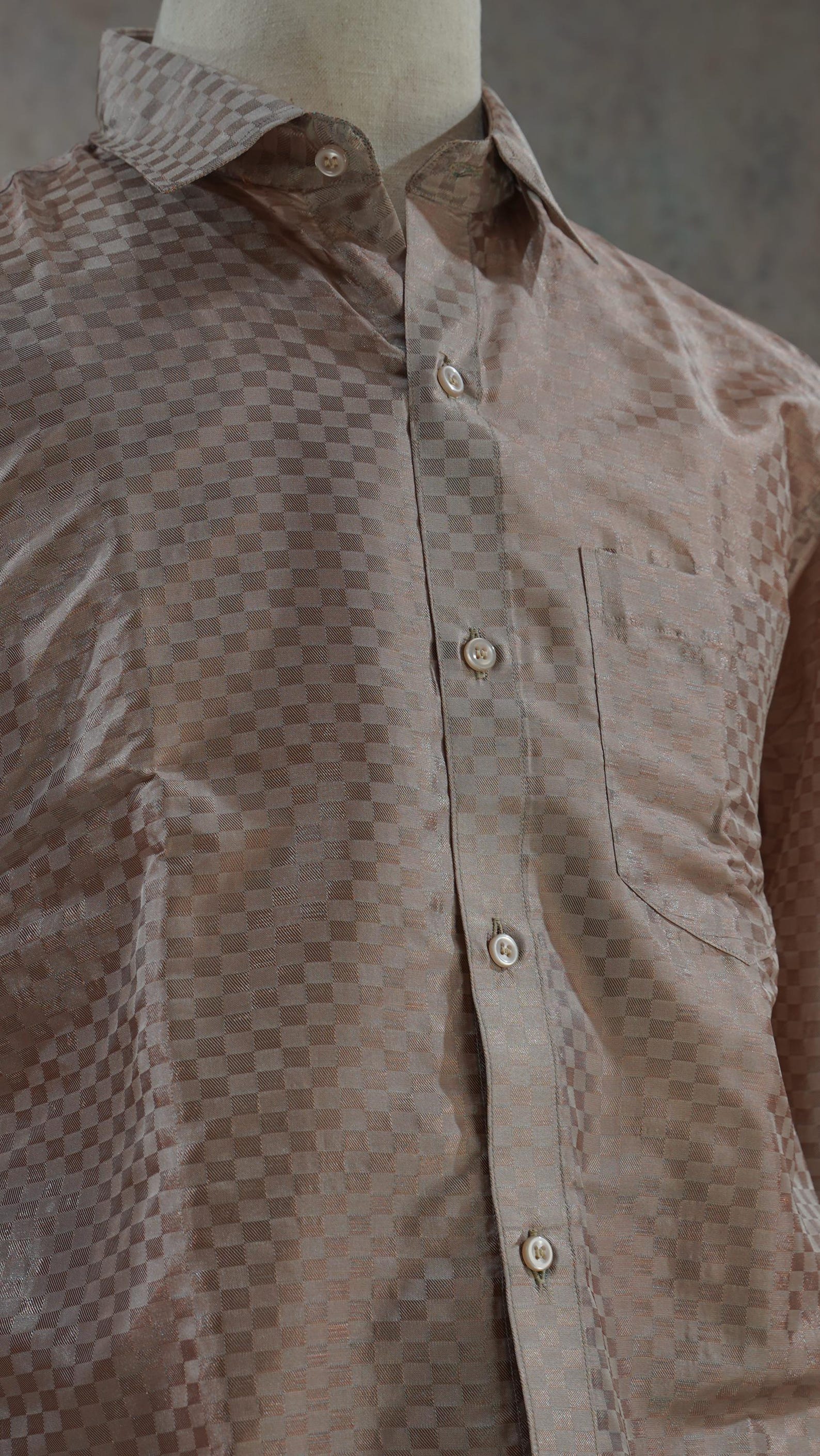 Men South Indian Embossed Semi Silk Shirt Adjustable Waist Vaeshti ...