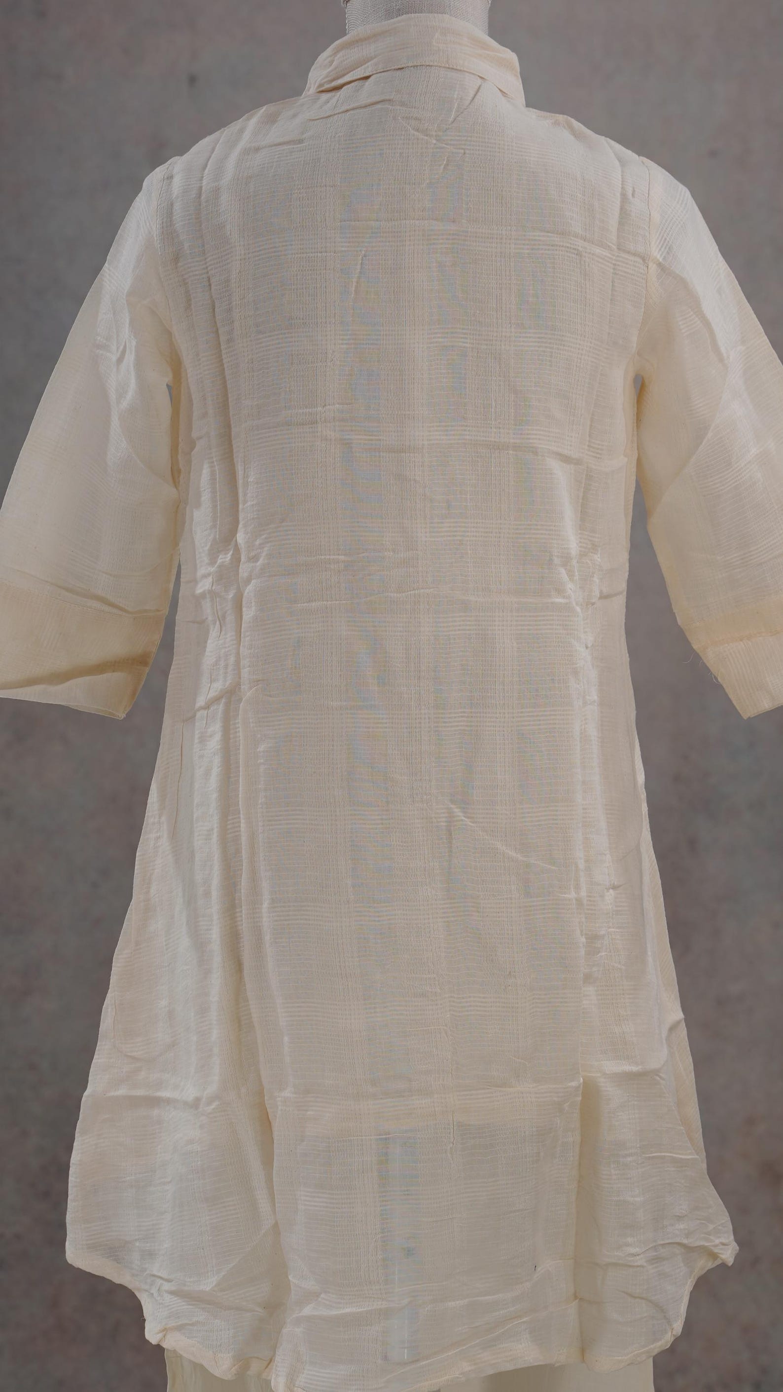 Cotton Jacquard Weaving A-line Collared Short Coords Kurta Palazzo ...