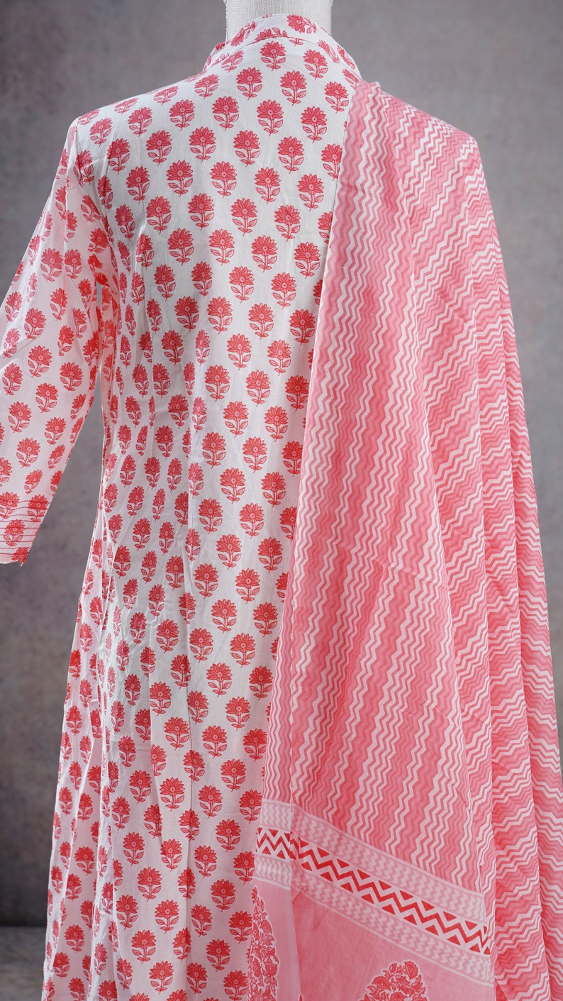 Pure Cotton White Peach Pink A-line Angrakha Ethnic Print - Etsy