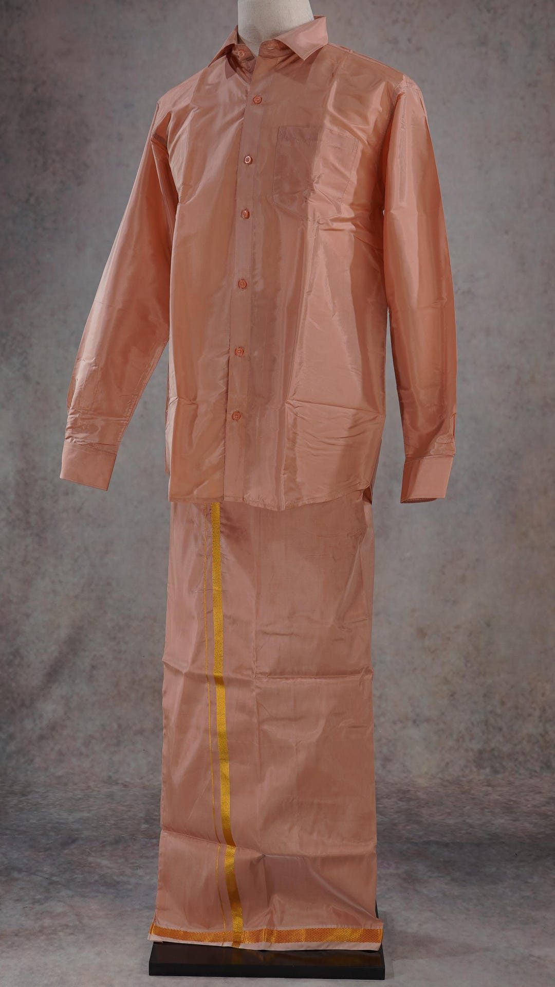 Men South Indian Semi Silk Shirt Velcro Vaeshti Set Ethnic Formals Men ...