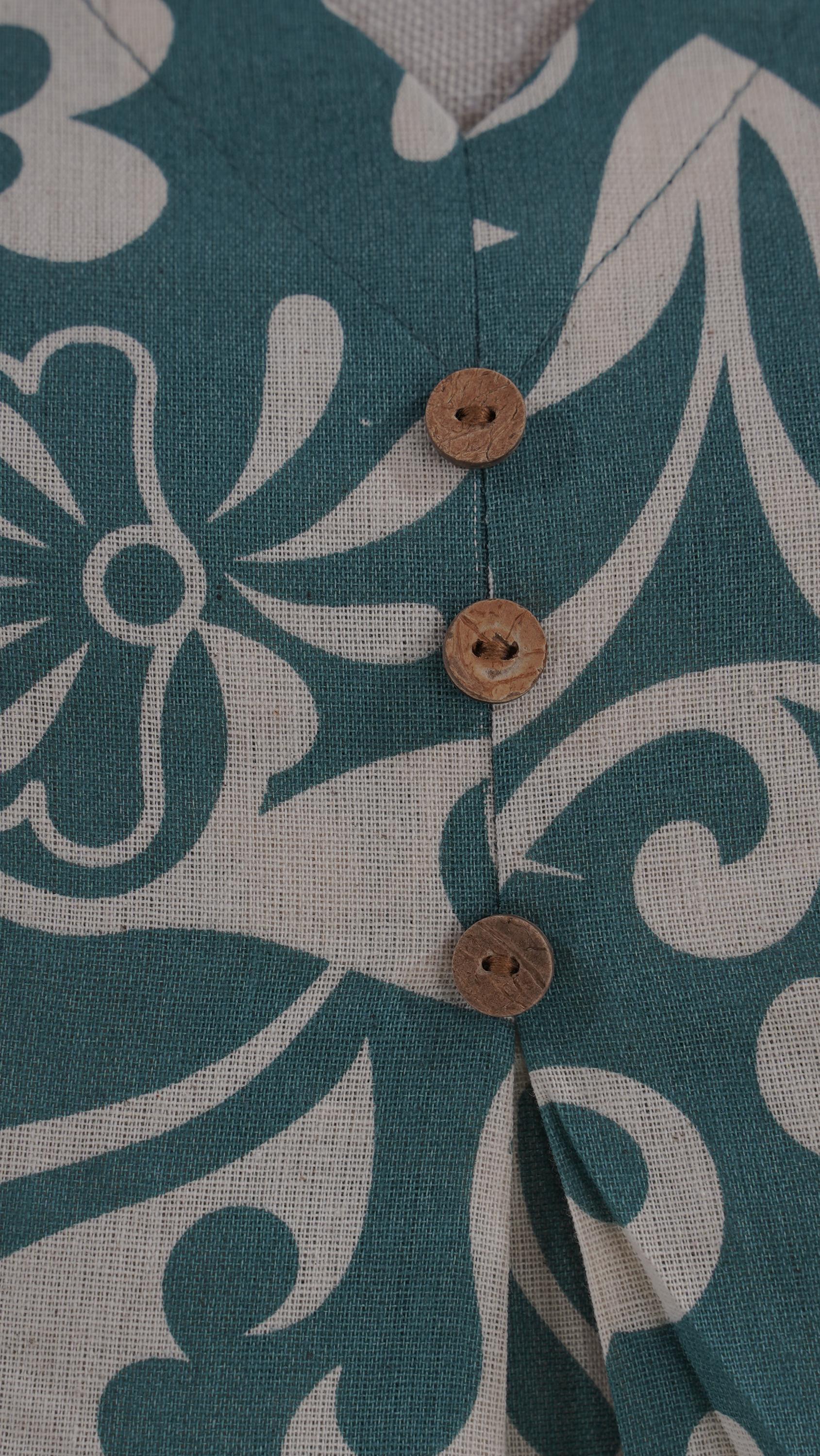 Teal Blue Cotton Flex Print A-line Floral Print Kurta Palazzo Set ...