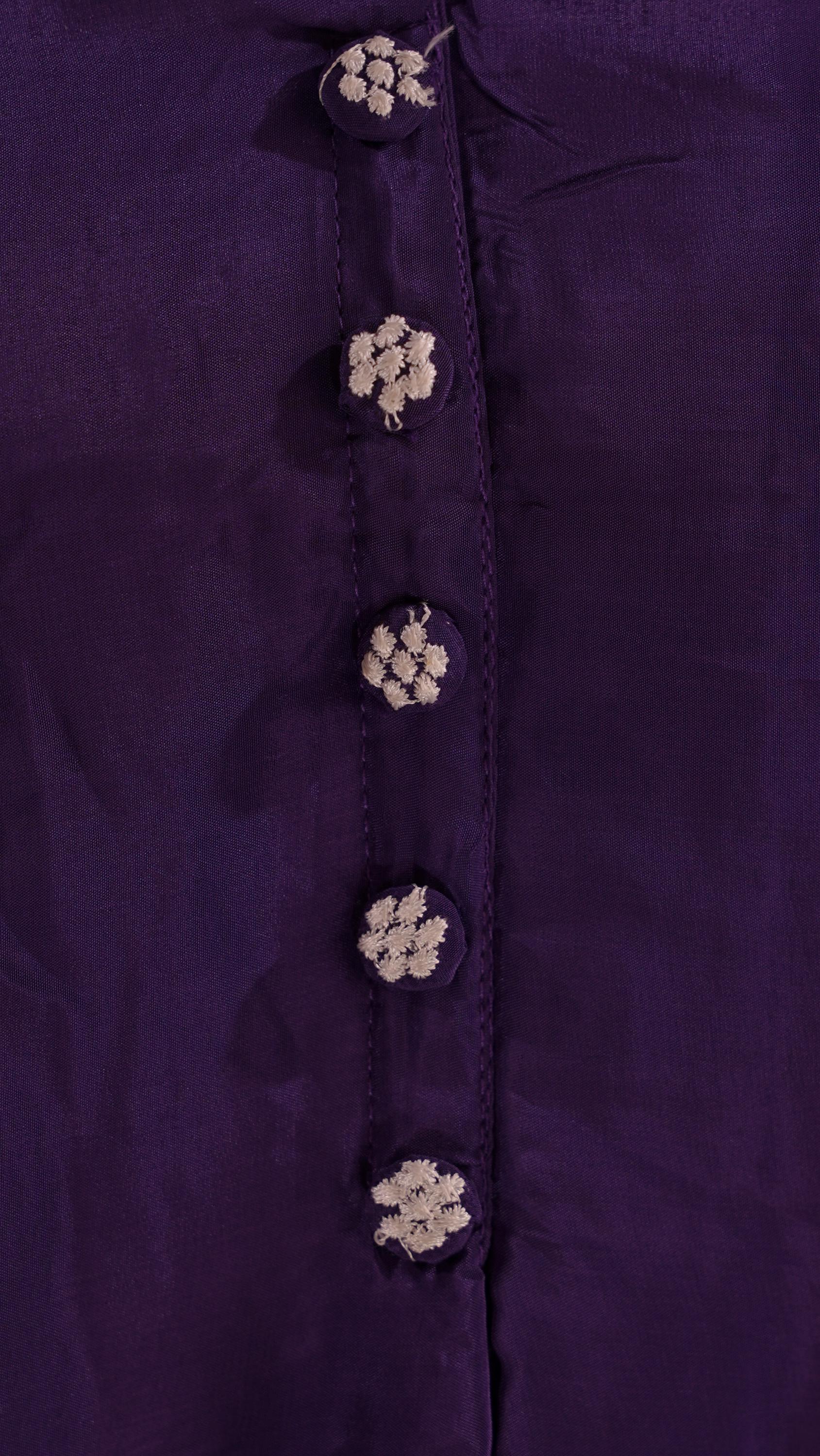 Natural Crepe Silk Royal Purple Embroidered Collar Coords Kurta Palazzo ...