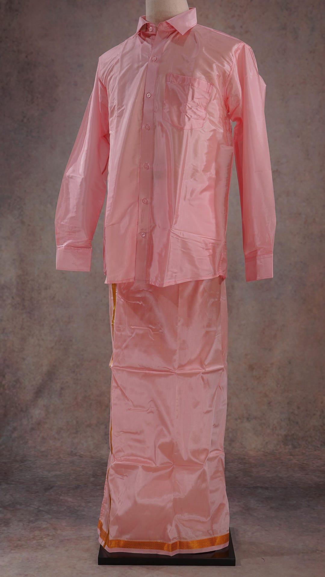 Men South Indian Semi Silk Shirt Velcro Vaeshti Set Ethnic Formals Men ...